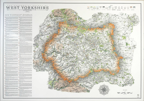 West Yorkshire Map | TheCartographicArts | West Yorkshire Wall Map