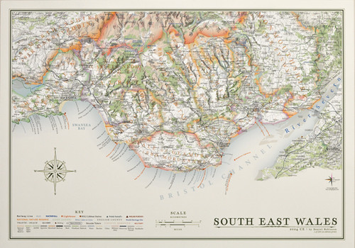 Map of South East Wales with counties | TheCartographicArts