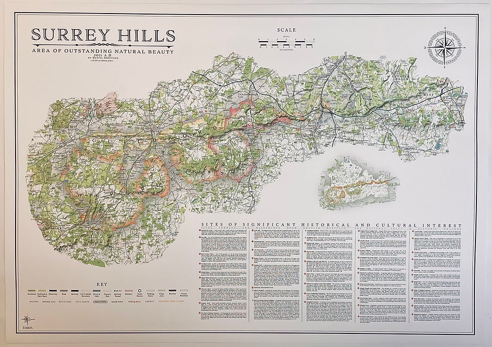 Surrey Hills AONB Map - district sections | TheCartographicArts