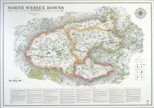 North Wessex Downs Map - Autumnal - County Sections | TheCartographicArts