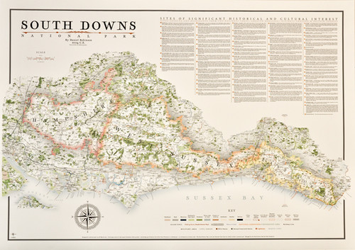 South Downs Map Print - County Sections | The Cartographic Arts | South ...