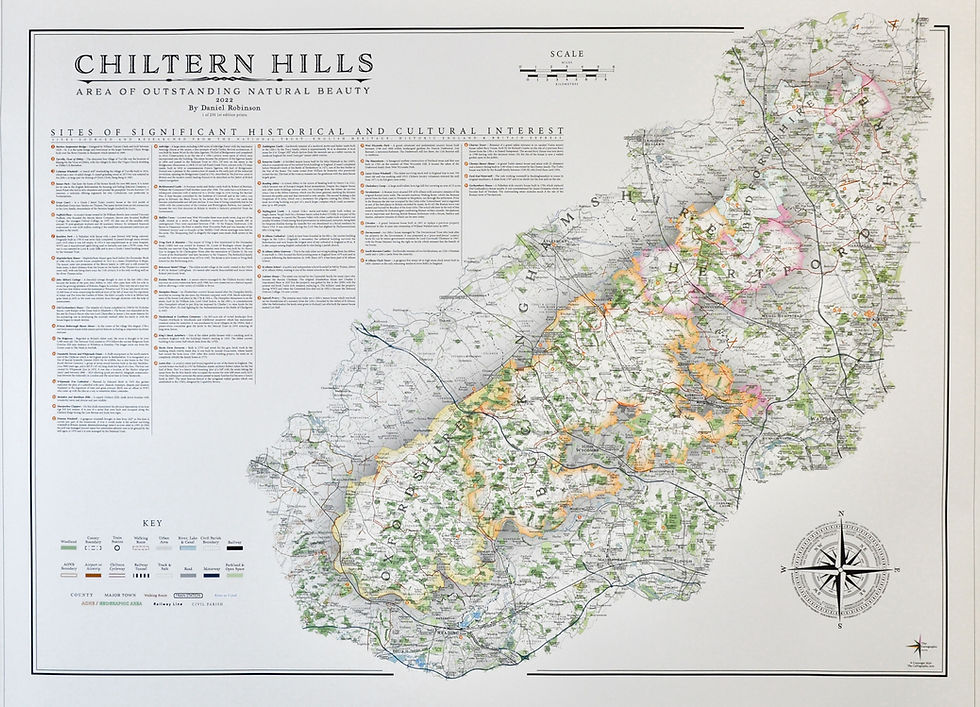 Chiltern Hills Map - County Sections | TheCartographicArts