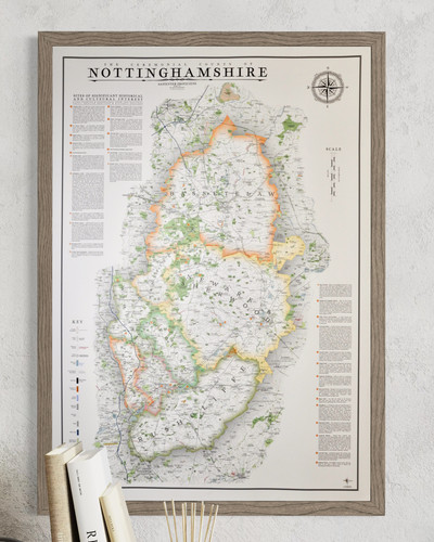 Nottinghamshire Map with Districts | TheCartographicArts