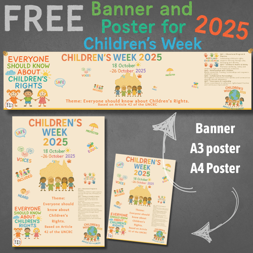 Children's Week Banner and Poster Set | The Educators Domain