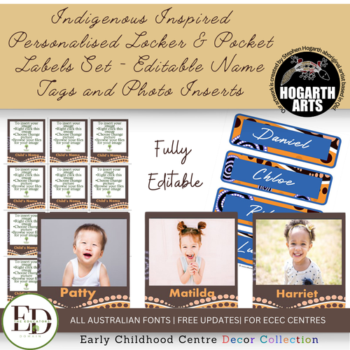 Personalised Locker & Pocket Labels Set - Indigenous-Inspired, Editable ...