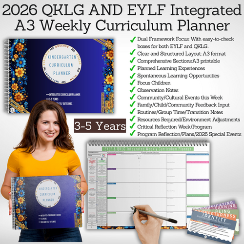 🌸2026 EYLF & QKLG Integrated Weekly A3 Curriculum Planner | The ...