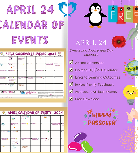 Preschool April Calendar
