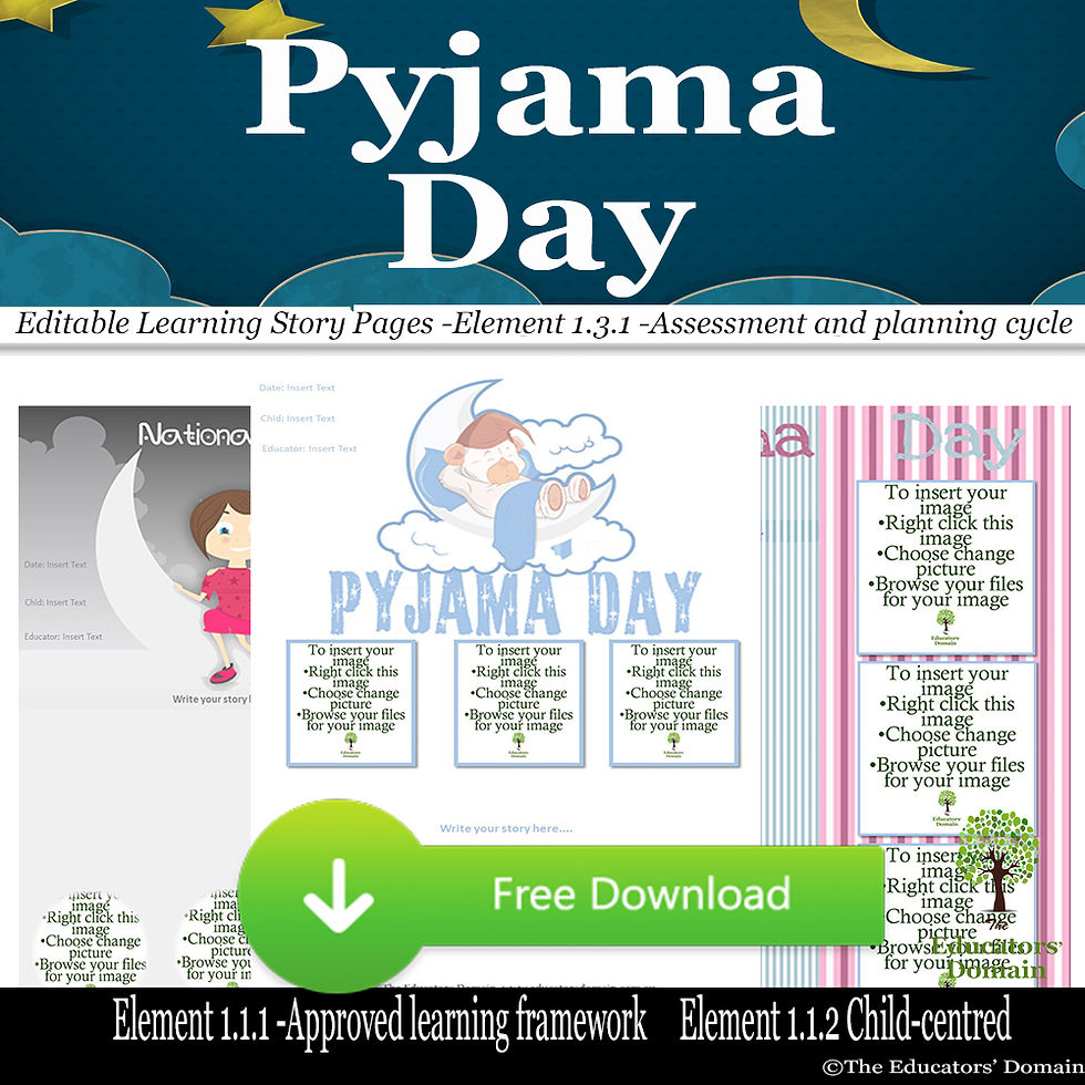 Pyjama Day Learning Story Pack | The Educators Domain