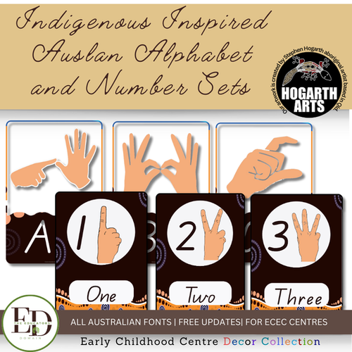 Auslan Alphabet & Numbers with Indigenous Artwork by Stephen Hogarth ...