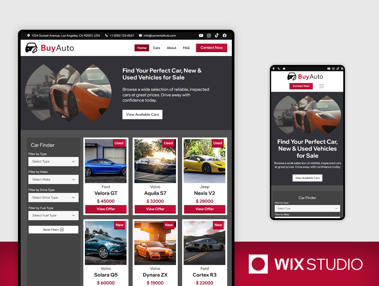 Car Dealer & Showroom Wix Studio Website Template | Kitteeh.com