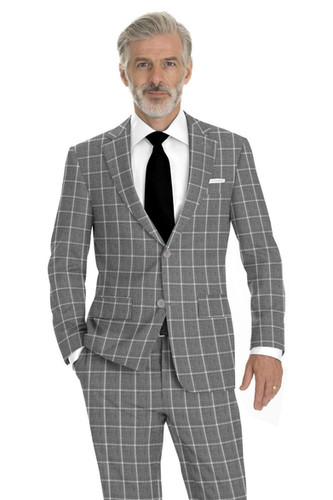 Light Grey Windowpane Suit | Cahaly's Clothing
