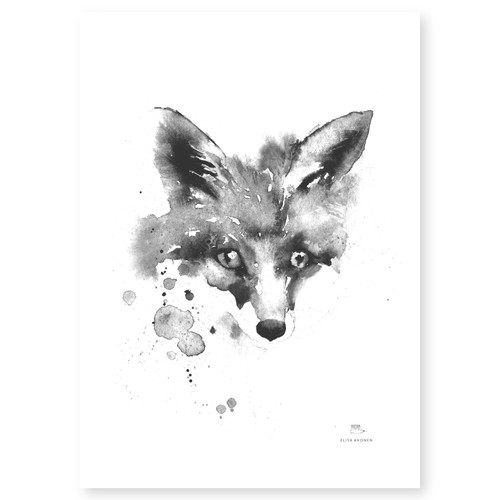 Ester Visual black/white FOX print (8.3" X 11.7") | finnpeaks