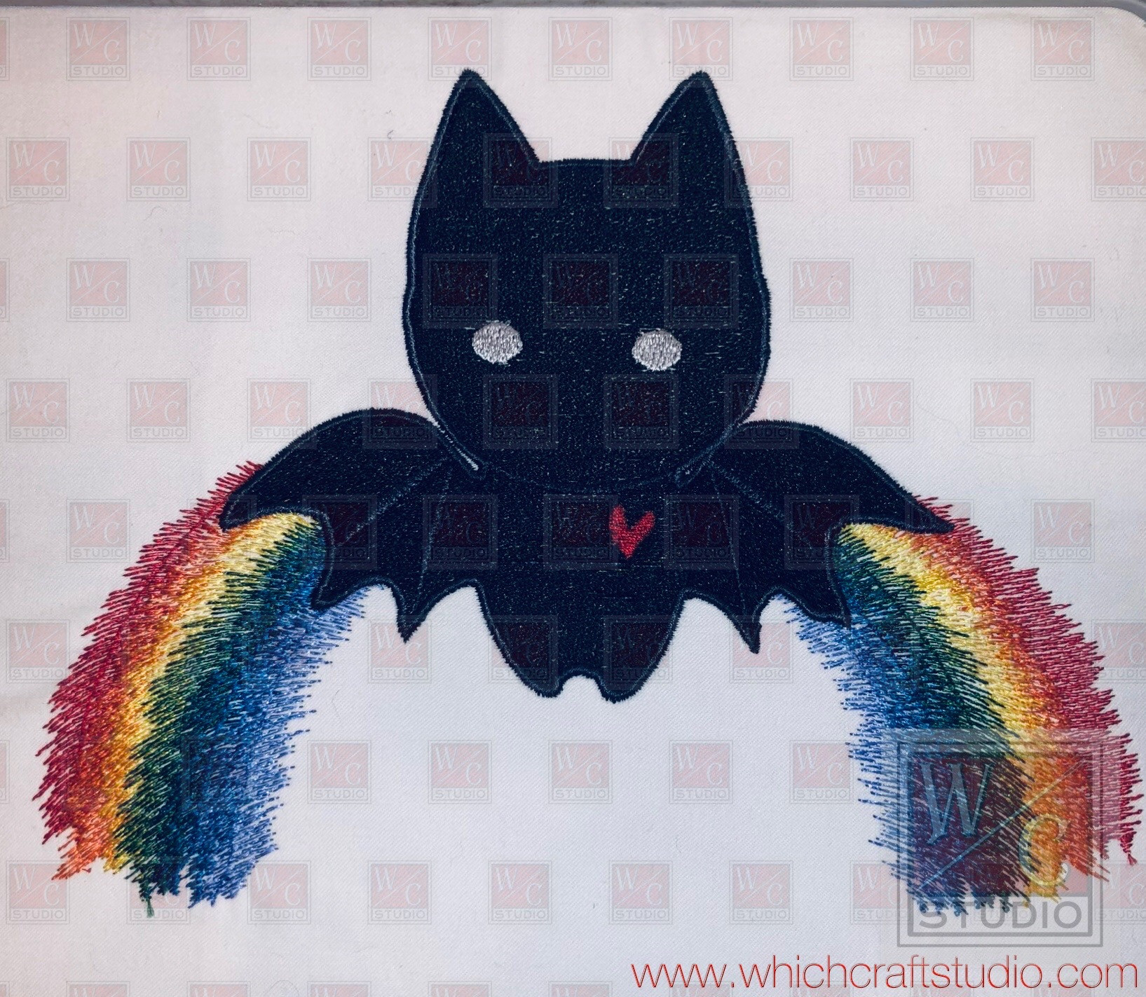 Digital Rainbow Bat 8x12 Stand alone Embridery File
