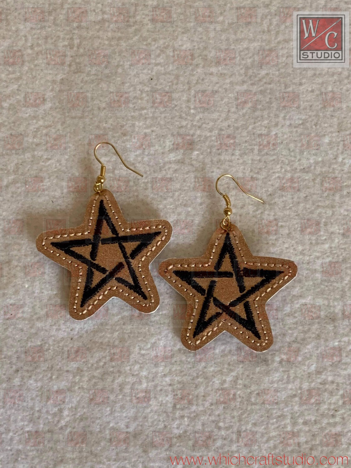 Digital Pentagram Earrings 2x2.Embroidery Designs Files