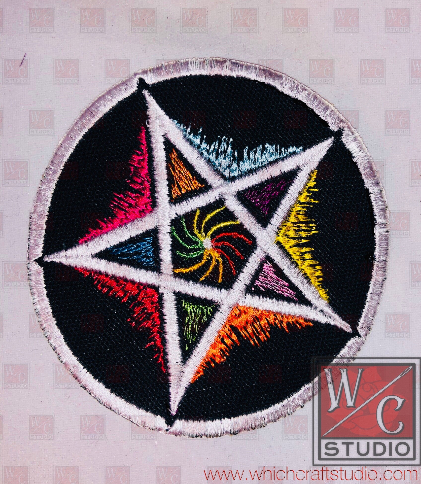 Digital Pentagram Patch Embroidery Design