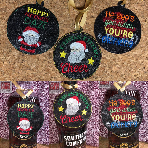 Digital Alcohol Gift Tags 4x4 Set of 3 Embroidery File | Which Craft Studio