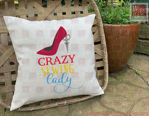Digital Crazy Sewing Lady 8x12 Standalone Embroidery Design | Which ...