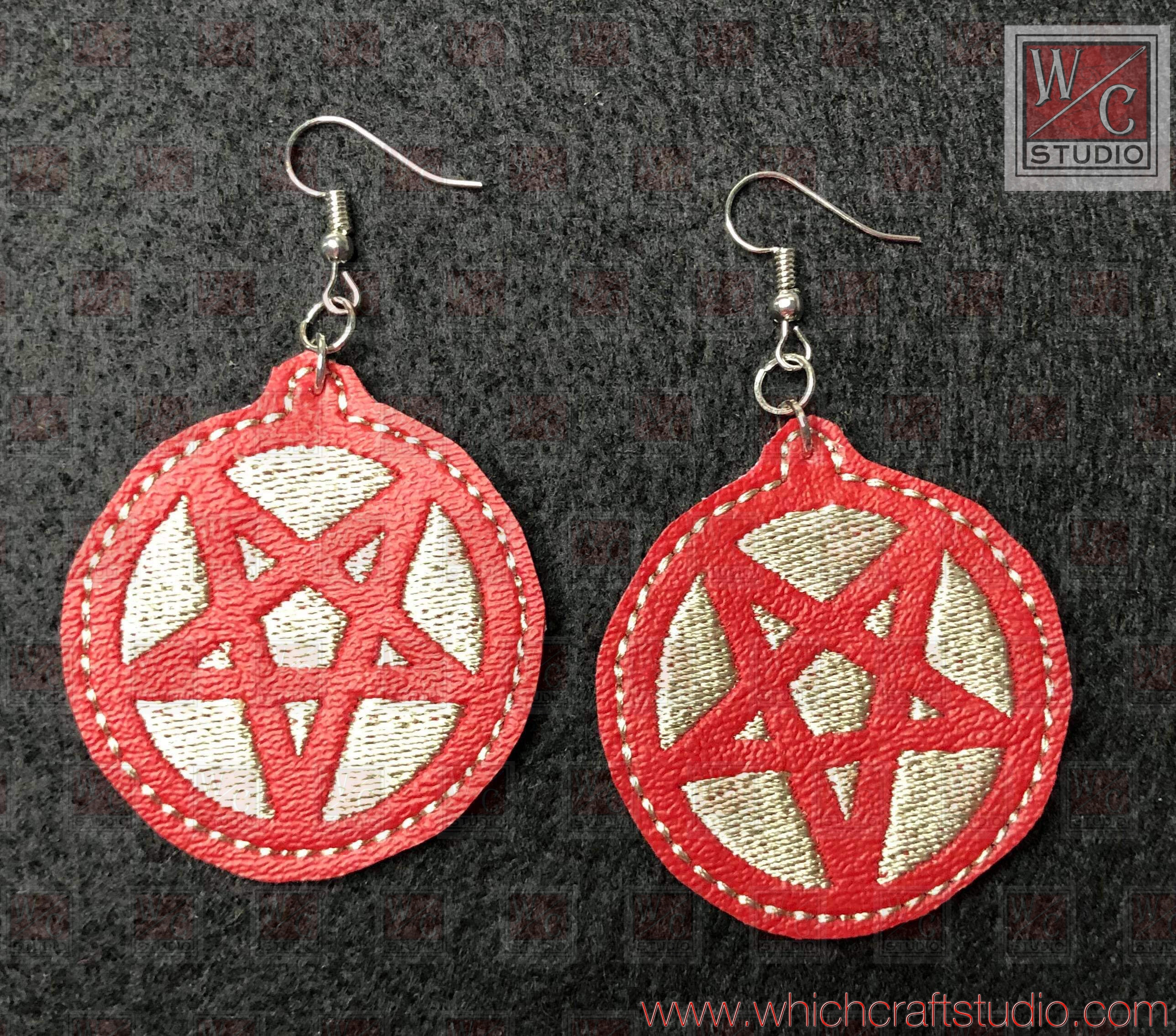 Digital Pentagram Earrings Motif Digital Embroidery