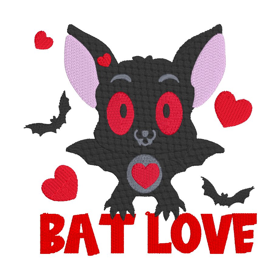 Digital Bat Love 4x4 Standalone Embroidery Designs