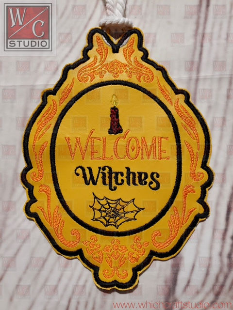 Digital Welcome Witches with frame Set of 3 Embroidery File