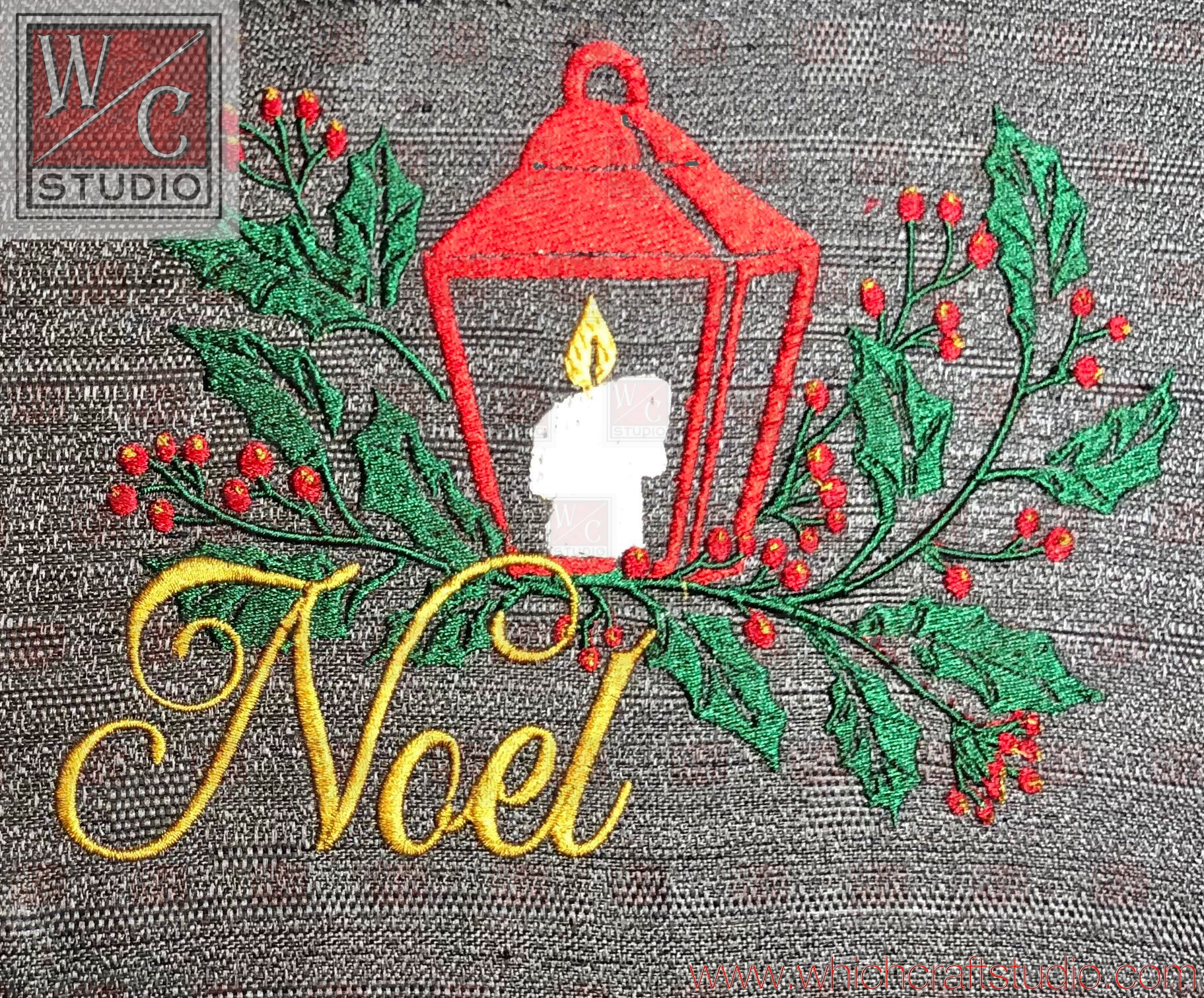 Digital Lantern and Holly 5x7SA 2 Files Embroidery Designs