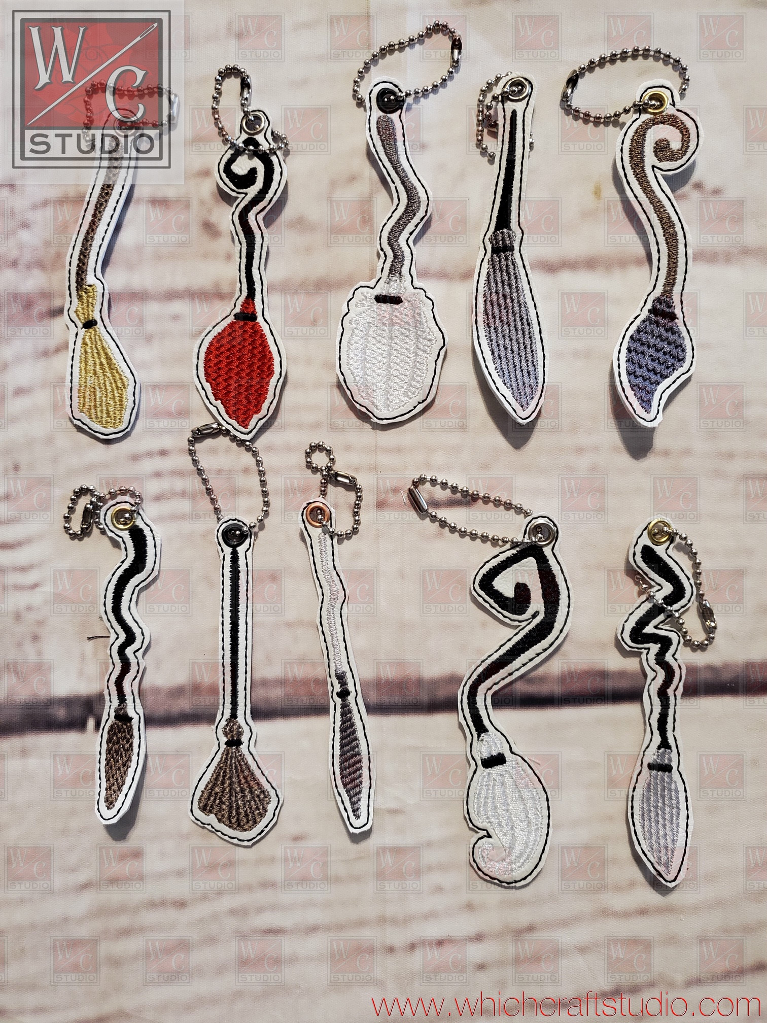 Digital Broom Dangles Set of 10 Embroidery File