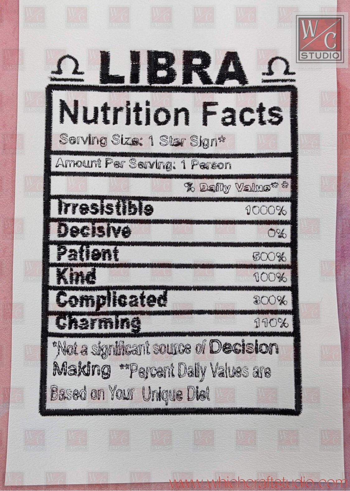 Digital Libra Nutrition Facts Standalone 5x7 Set of 12 Digital Fil