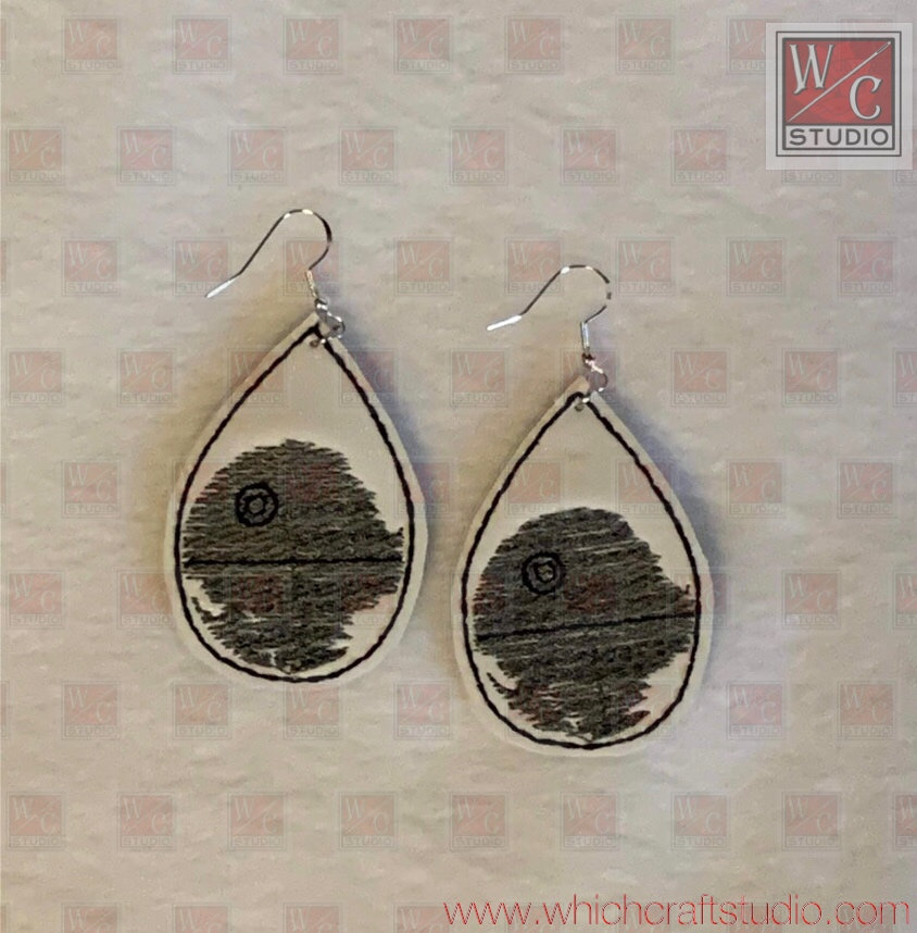Digital Death Star Earrings 1.5x2 Embroidery Design Files