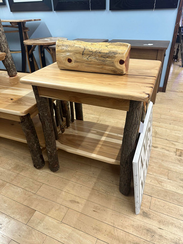 SALE Set of 2 Rustic Hickory End Tables with Bark (Natural) | Milford ...