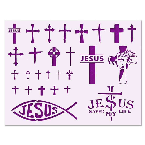 JESUS CROSSES STENCIL | Lazy Stencils