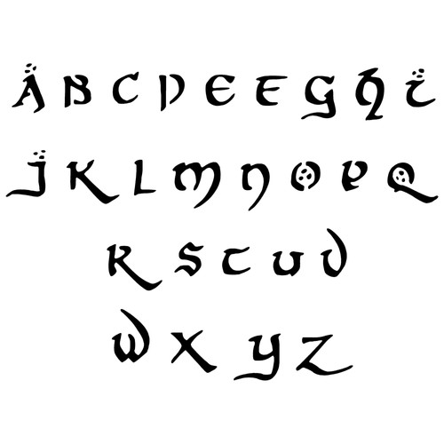 J.R.R. TOLKIEN HOBBIT FONT ALPHABET STENCIL | Lazy Stencils