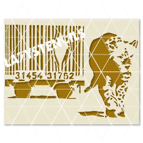 BANSKY BARCODE LEOPARD STENCIL | Lazy Stencils