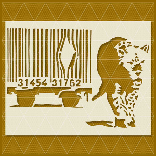 BANSKY BARCODE LEOPARD STENCIL | Lazy Stencils
