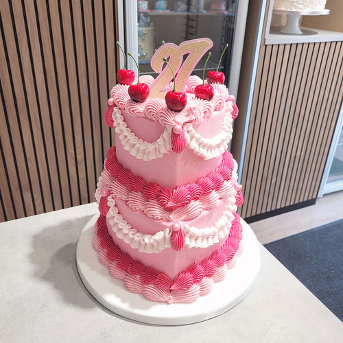Two Tier Heart Vintage Lambeth Cake with Cherries 🍒 | create-a-cake