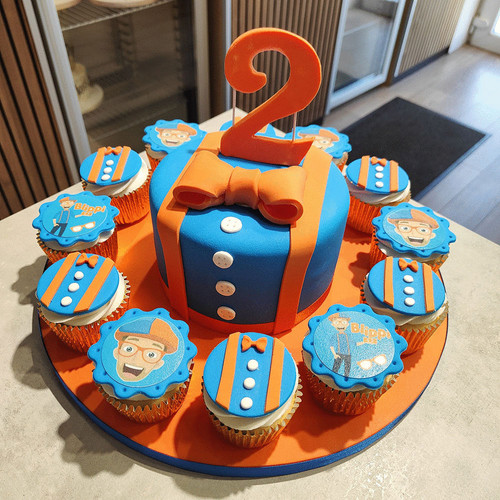 Blippi Cake and Cupcake Package 🧡💙 | create-a-cake