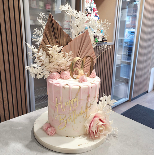 Blush Pink dried flower Drip Cake | create-a-cake