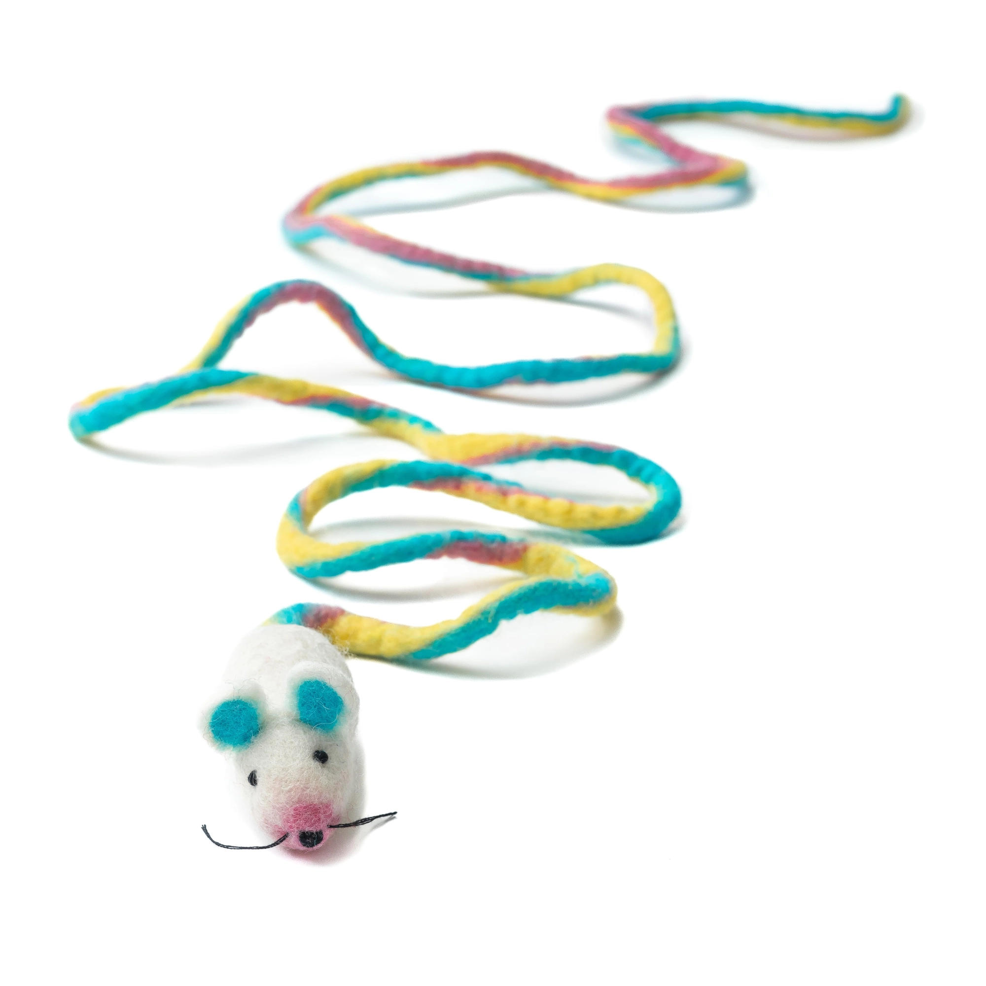 Long Tail Wool Mouse Cat Toy (Rainbow - Unicorn) | Kittyglitz