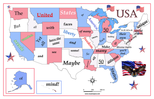 Patriotic Map of USA | MuseMaps