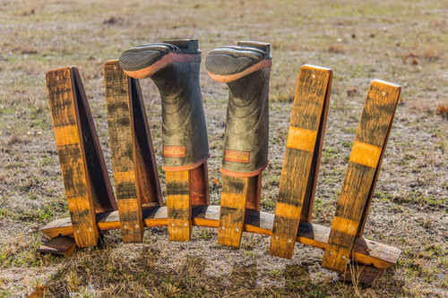 Wine Barrel Oak 3 Pair Gumboot Rack | PURE by The Barrelman