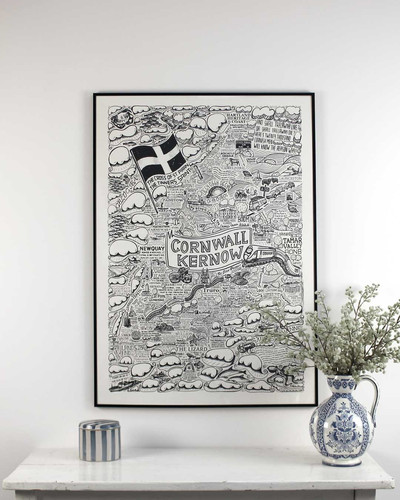 Cornwall poster wall art - illustrated map | James Illustrates