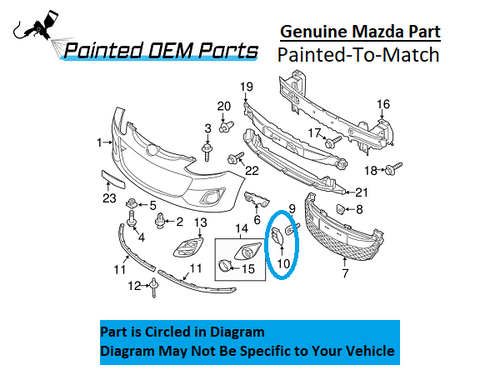 Painted 2011-2014 Mazda 2 Mazda2 Front Tow Hook Cover | Genuine OEM
