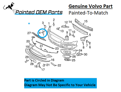 Painted 2008-2016 Volvo XC70 Front Tow Hook Cover | Genuine OEM