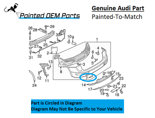 Painted 2009-2017 Audi Q5 Q5 Quattro Rear Tow Hook Cover | Genuine OEM
