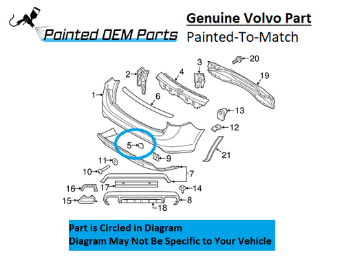Painted 2015-2018 Volvo V60 Rear Tow Hook Cover | Genuine OEM