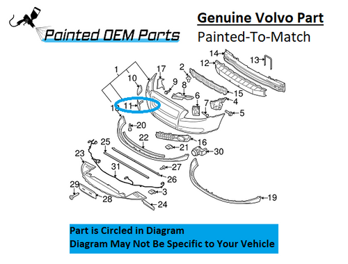 Painted 2007-2013 Volvo S80 Front Tow Hook Cover | Genuine OEM