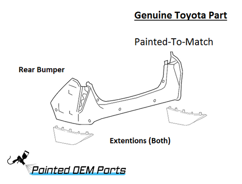 Painted 2016-2018 Toyota Prius Rear Bumper Cover + Extensions | Genuine OEM