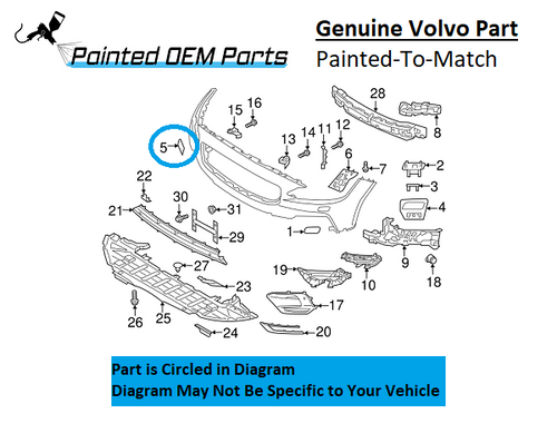 Painted 2017-2021 Volvo V90 Front Tow Hook Cover | Genuine OEM