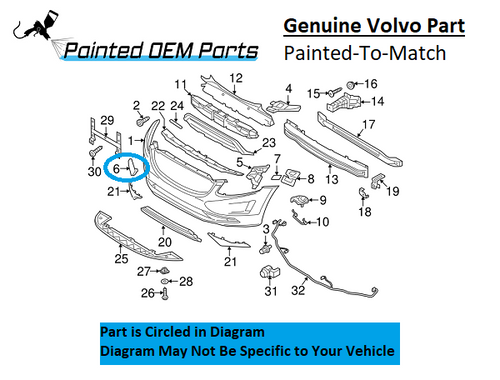 Painted 2014-2017 Volvo XC60 Front Tow Hook Cover | Genuine OEM