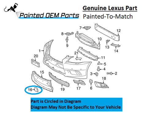 Painted 2013-2017 Lexus LS460 LS600h Front Tow Hook Cover | Genuine OEM