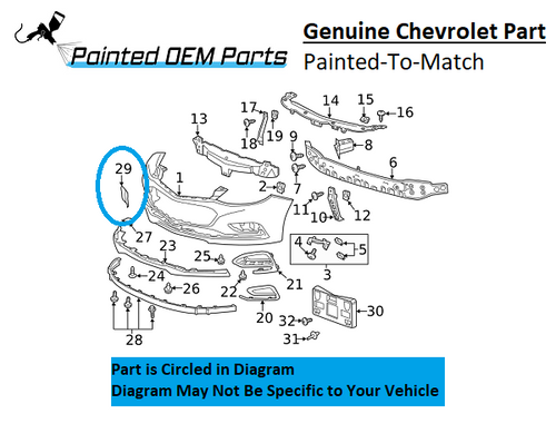 Painted 2016-2018 Chevrolet Cruze Front Tow Hook Cover | Genuine OEM
